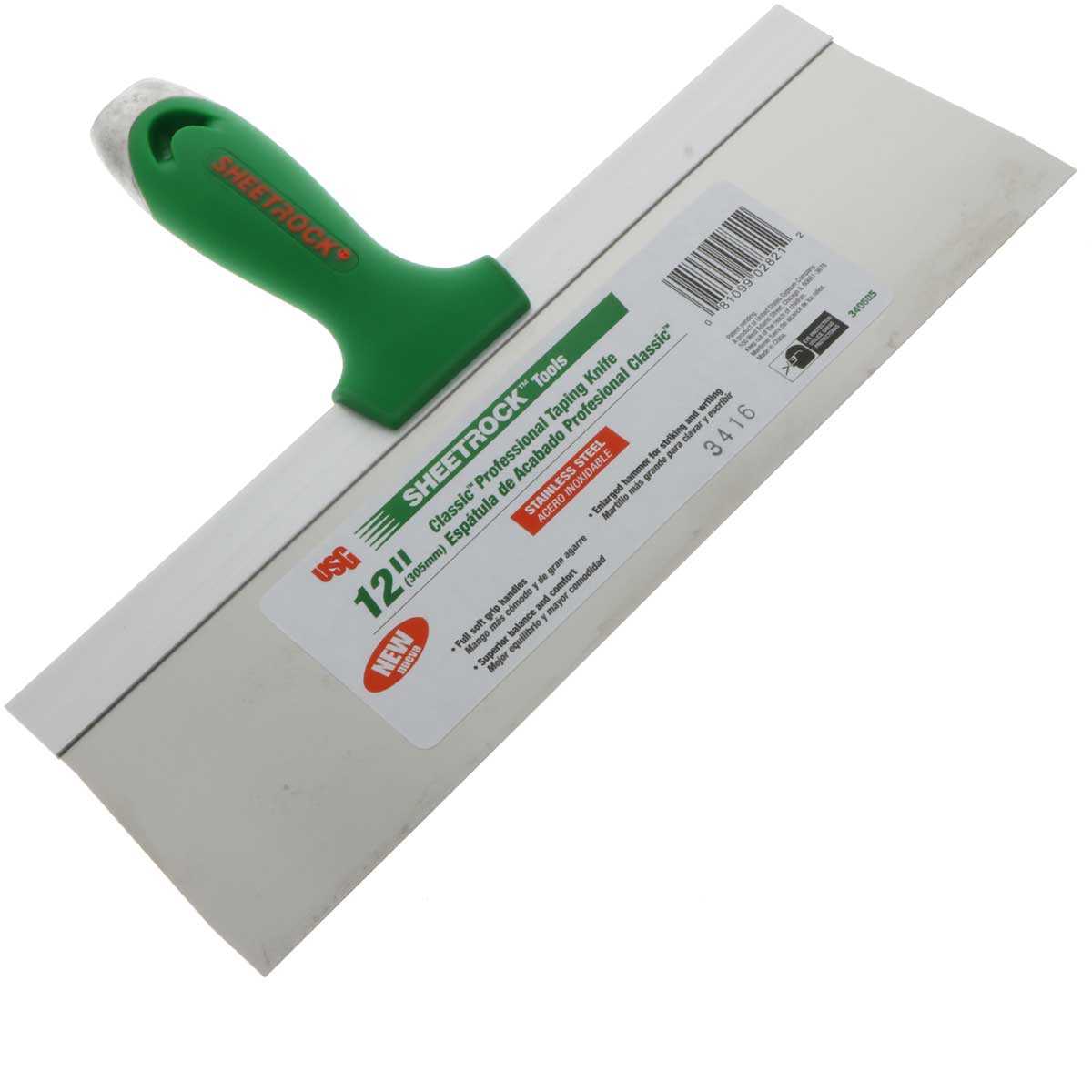 Sheetrock 12" Classic Handle Stainless Steel Drywall Taping Knife ...